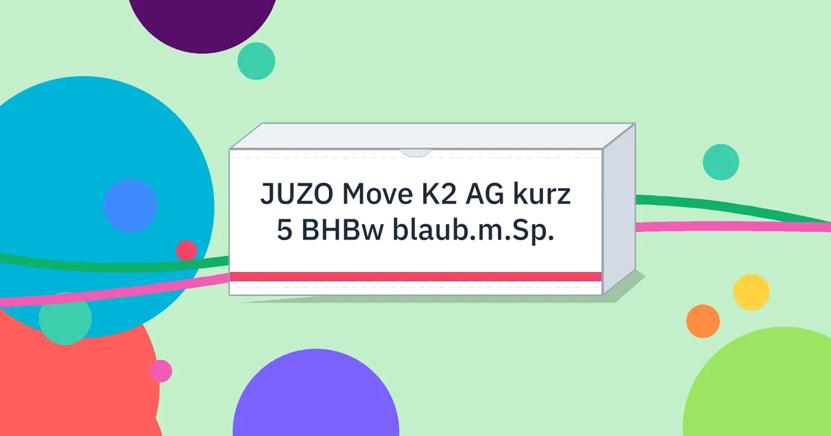 Symbolbild: Packung mit der Aufschrift JUZO Move K2 AG kurz 5 BHBw blaub.m.Sp. (PZN 18559937) – Verfügbarkeit und Bezug in Apotheken in Frankfurt am Main