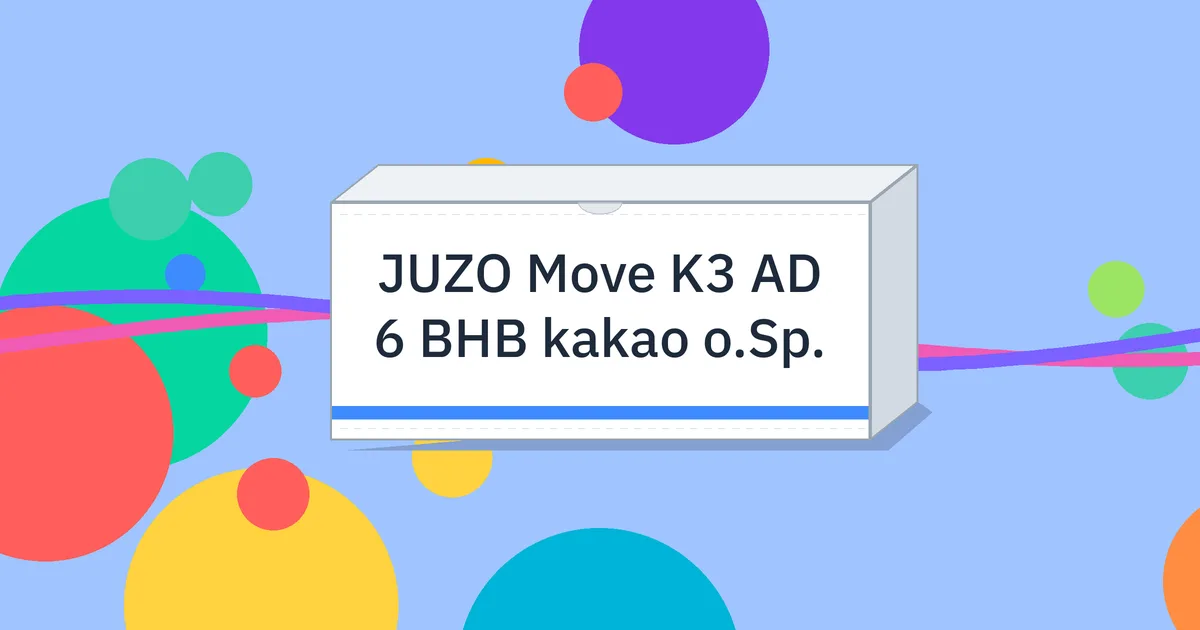 Symbolbild: Packung mit der Aufschrift JUZO Move K3 AD 6 BHB kakao o.Sp. (PZN 18571789) – Verfügbarkeit und Bezug in Apotheken in Frankfurt am Main