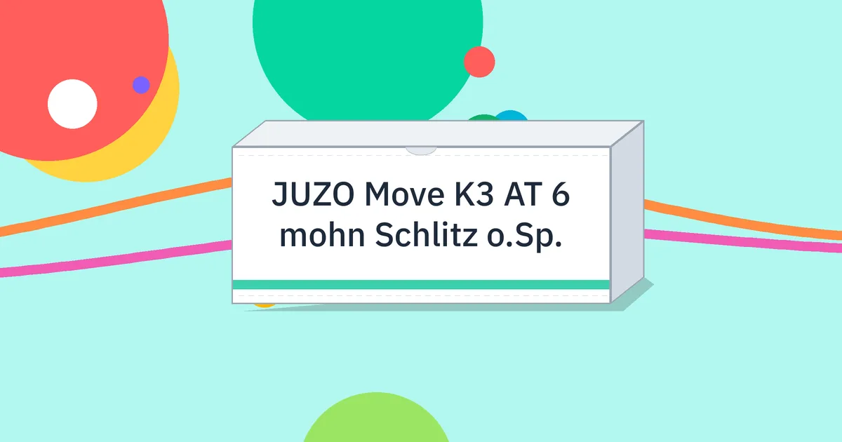 Symbolbild: Packung mit der Aufschrift JUZO Move K3 AT 6 mohn Schlitz o.Sp. (PZN 20679761) – Verfügbarkeit und Bezug in Apotheken in Frankfurt am Main