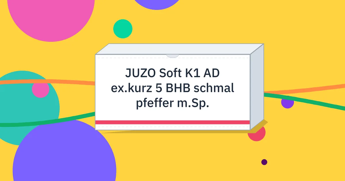 Symbolbild: Packung mit der Aufschrift JUZO Soft K1 AD ex.kurz 5 BHB schmal pfeffer m.Sp. (PZN 15462203) – Verfügbarkeit und Bezug in Apotheken in Frankfurt am Main