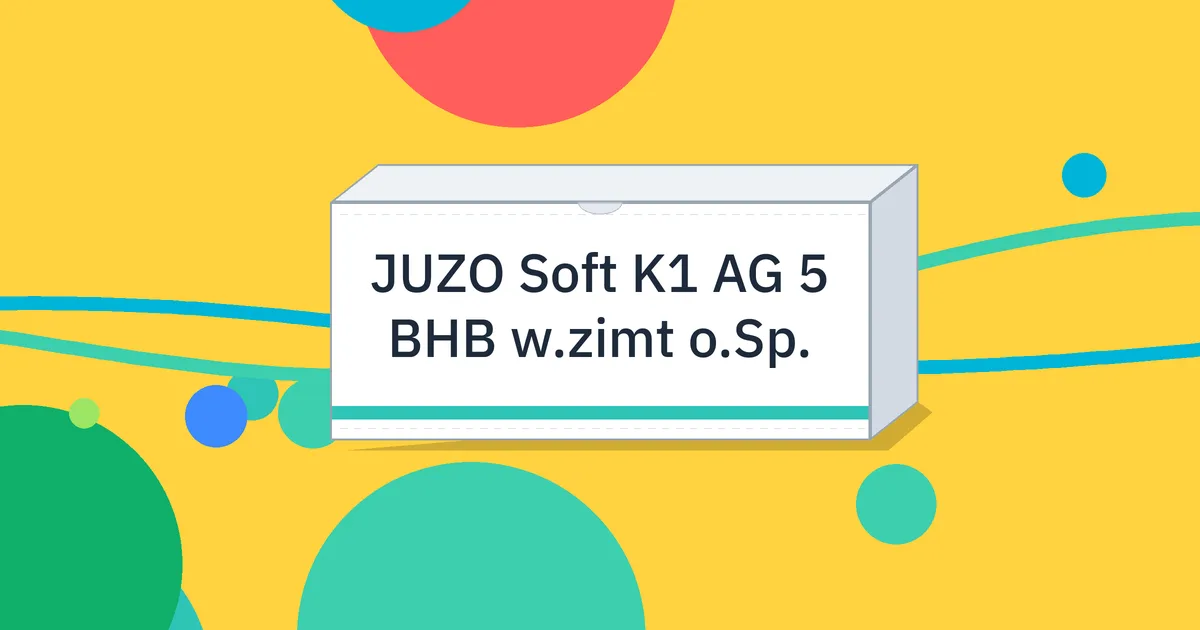 Symbolbild: Packung mit der Aufschrift JUZO Soft K1 AG 5 BHB w.zimt o.Sp. (PZN 14837368) – Verfügbarkeit und Bezug in Apotheken in Frankfurt am Main