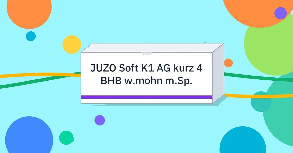Symbolbild: Packung mit der Aufschrift JUZO Soft K1 AG kurz 4 BHB w.mohn m.Sp. (PZN 14838362) – Verfügbarkeit und Bezug in Apotheken in Frankfurt am Main