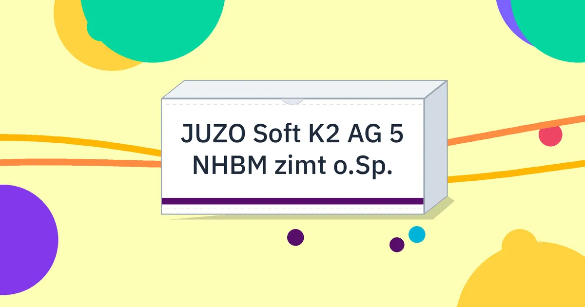 Symbolbild: Packung mit der Aufschrift JUZO Soft K2 AG 5 NHBM zimt o.Sp. (PZN 14997416) – Verfügbarkeit und Bezug in Apotheken in Frankfurt am Main
