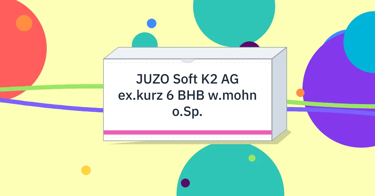 Symbolbild: Packung mit der Aufschrift JUZO Soft K2 AG ex.kurz 6 BHB w.mohn o.Sp. (PZN 14844339) – Verfügbarkeit und Bezug in Apotheken in Frankfurt am Main