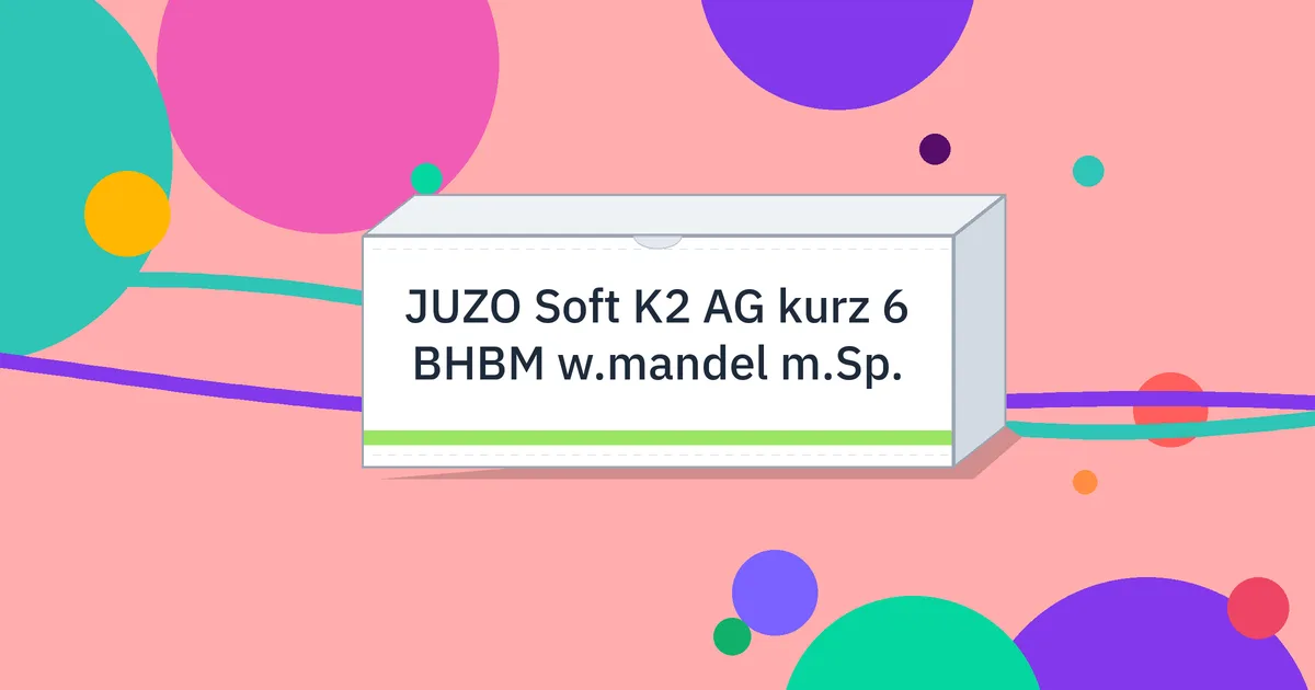 Symbolbild: Packung mit der Aufschrift JUZO Soft K2 AG kurz 6 BHBM w.mandel m.Sp. (PZN 14867719) – Verfügbarkeit und Bezug in Apotheken in Frankfurt am Main