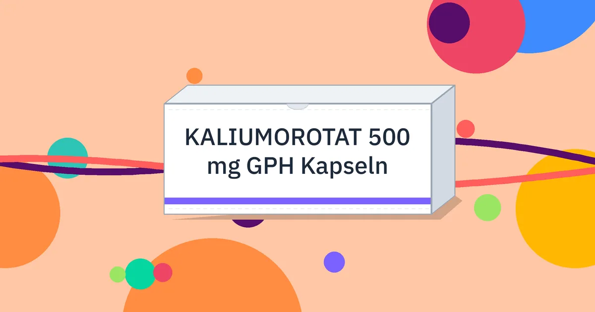 Symbolbild: Packung mit der Aufschrift KALIUMOROTAT 500 mg GPH Kapseln (PZN 11482752) – Verfügbarkeit und Bezug in Apotheken in Frankfurt am Main