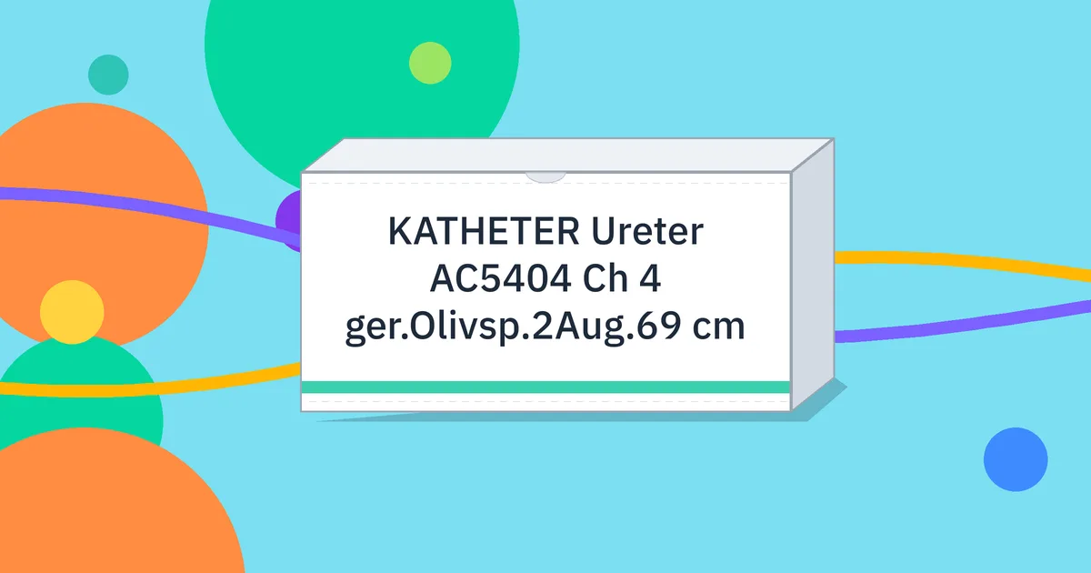 Symbolbild: Packung mit der Aufschrift KATHETER Ureter AC5404 Ch 4 ger.Olivsp.2Aug.69 cm (PZN 00488125) – Verfügbarkeit und Bezug in Apotheken in Frankfurt am Main