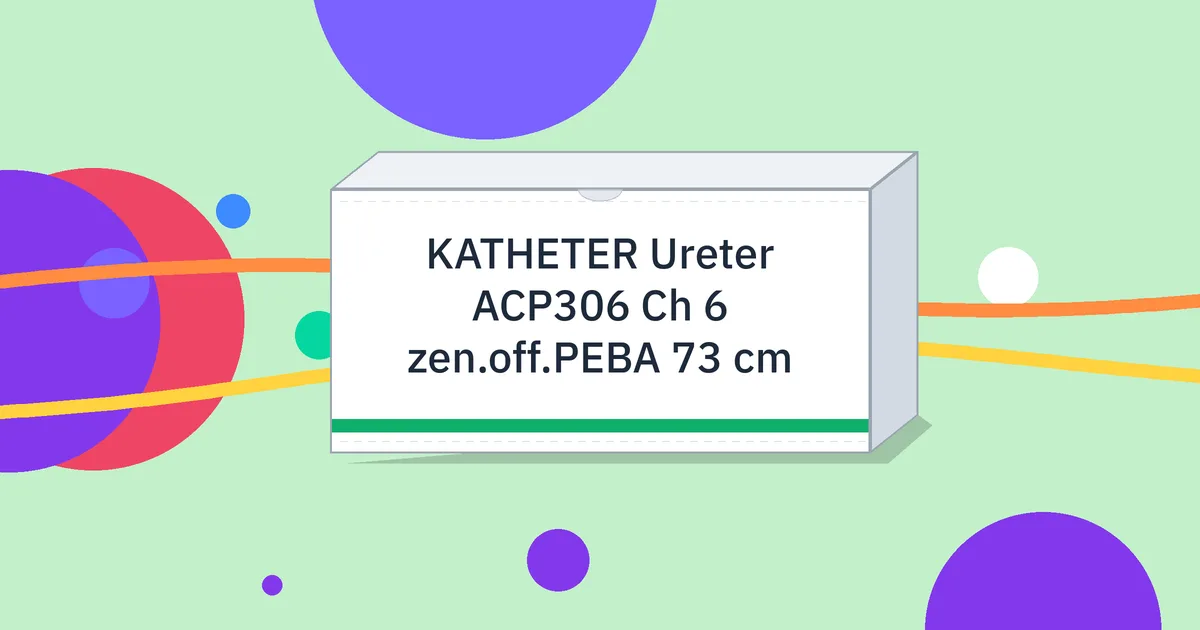 Symbolbild: Packung mit der Aufschrift KATHETER Ureter ACP306 Ch 6 zen.off.PEBA 73 cm (PZN 00205015) – Verfügbarkeit und Bezug in Apotheken in Frankfurt am Main