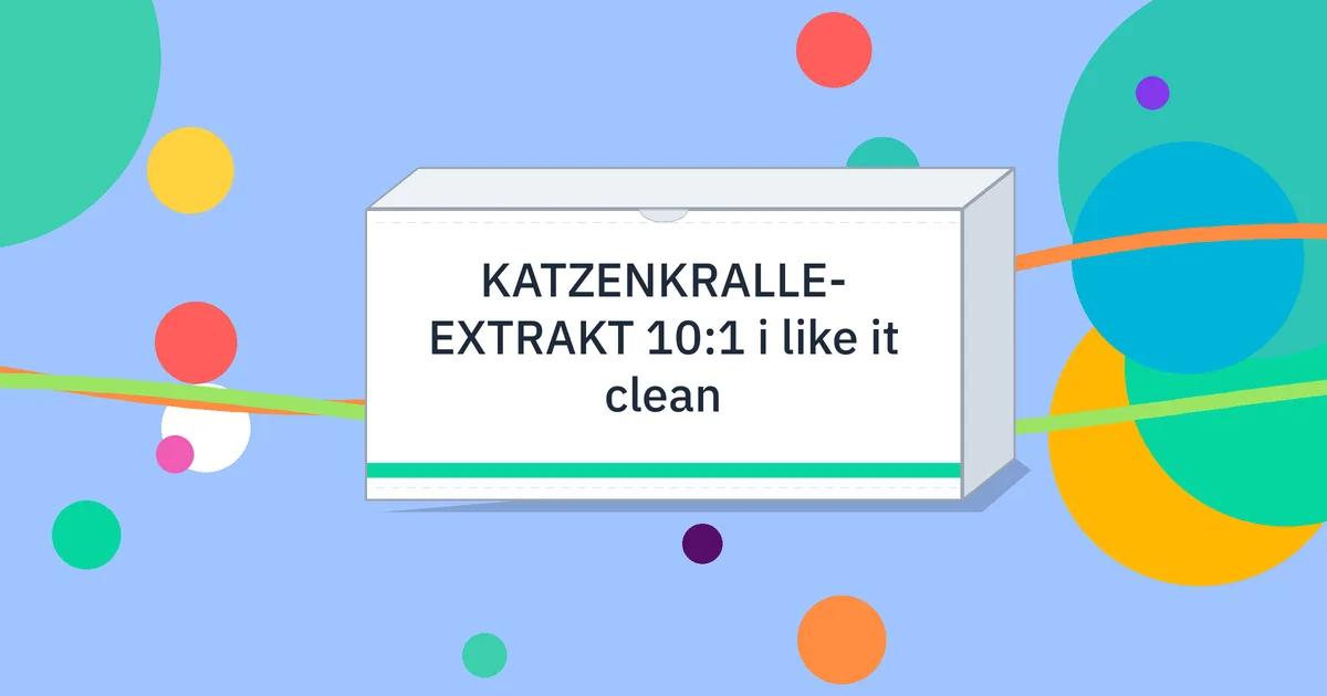 Symbolbild: Packung mit der Aufschrift KATZENKRALLE-EXTRAKT 10:1 i like it clean (PZN 19439595) – Verfügbarkeit und Bezug in Apotheken in Frankfurt am Main
