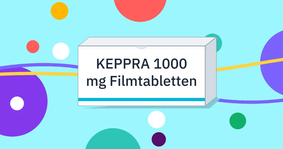 Symbolbild: Packung mit der Aufschrift KEPPRA 1000 mg Filmtabletten (PZN 09686513) – Verfügbarkeit und Bezug in Apotheken in Frankfurt am Main