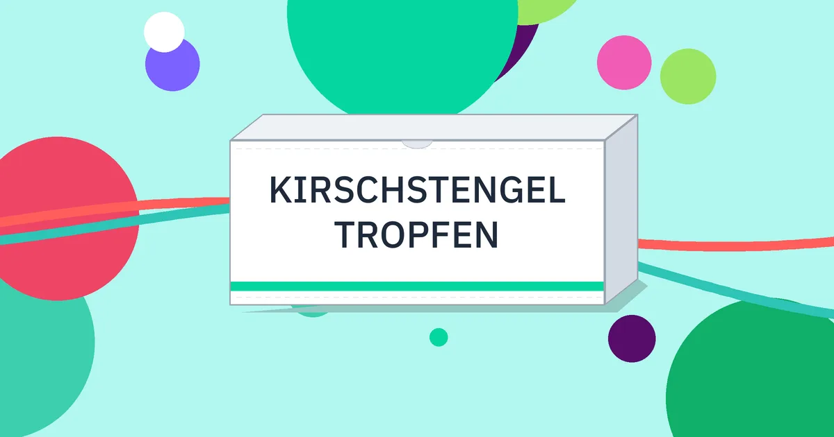 Symbolbild: Packung mit der Aufschrift KIRSCHSTENGEL TROPFEN (PZN 14127431) – Verfügbarkeit und Bezug in Apotheken in Frankfurt am Main