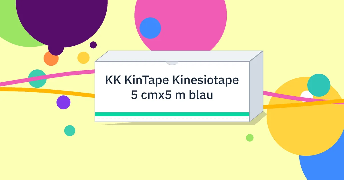 Symbolbild: Packung mit der Aufschrift KK KinTape Kinesiotape 5 cmx5 m blau (PZN 10118665) – Verfügbarkeit und Bezug in Apotheken in Frankfurt am Main