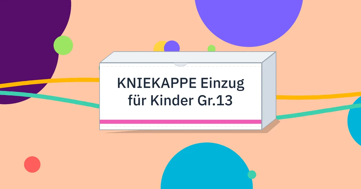 Symbolbild: Packung mit der Aufschrift KNIEKAPPE Einzug für Kinder Gr.13 (PZN 01738742) – Verfügbarkeit und Bezug in Apotheken in Frankfurt am Main