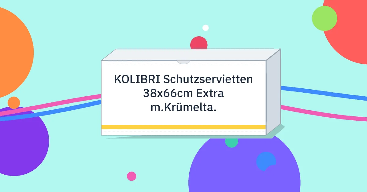 Symbolbild: Packung mit der Aufschrift KOLIBRI Schutzservietten 38x66cm Extra m.Krümelta. (PZN 10029507) – Verfügbarkeit und Bezug in Apotheken in Frankfurt am Main