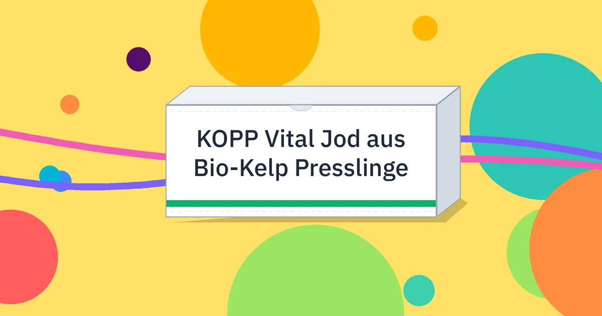 Symbolbild: Packung mit der Aufschrift KOPP Vital Jod aus Bio-Kelp Presslinge (PZN 18811006) – Verfügbarkeit und Bezug in Apotheken in Frankfurt am Main
