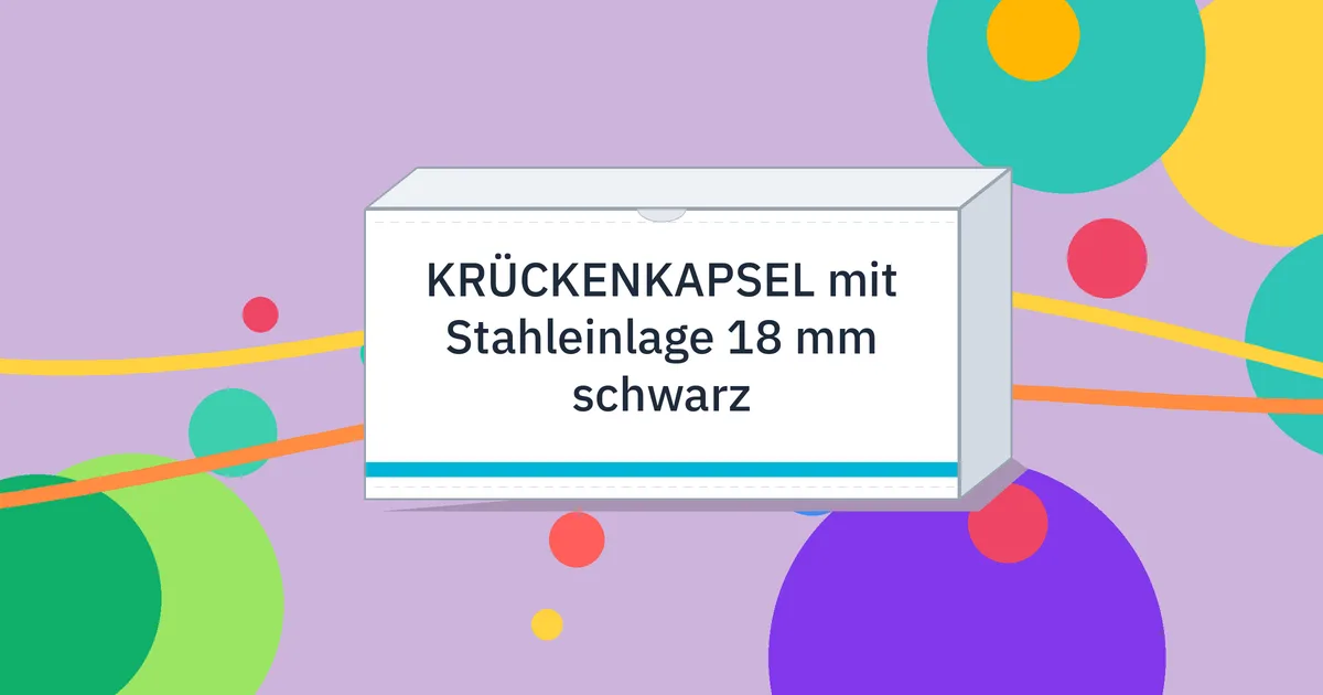 Symbolbild: Packung mit der Aufschrift KRÜCKENKAPSEL mit Stahleinlage 18 mm schwarz (PZN 10075068) – Verfügbarkeit und Bezug in Apotheken in Frankfurt am Main