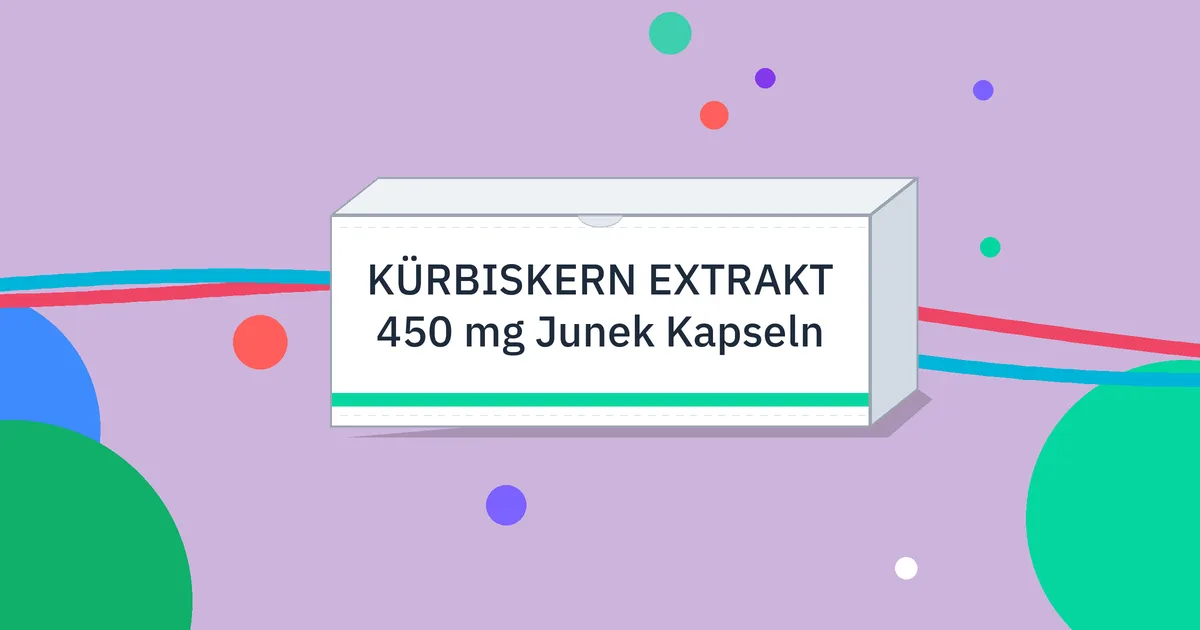 Symbolbild: Packung mit der Aufschrift KÜRBISKERN EXTRAKT 450 mg Junek Kapseln (PZN 13425959) – Verfügbarkeit und Bezug in Apotheken in Frankfurt am Main