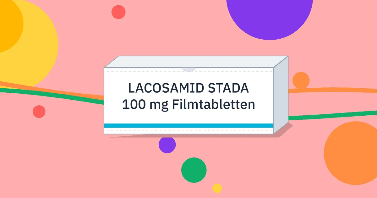 Symbolbild: Packung mit der Aufschrift LACOSAMID STADA 100 mg Filmtabletten (PZN 17273630) – Verfügbarkeit und Bezug in Apotheken in Frankfurt am Main
