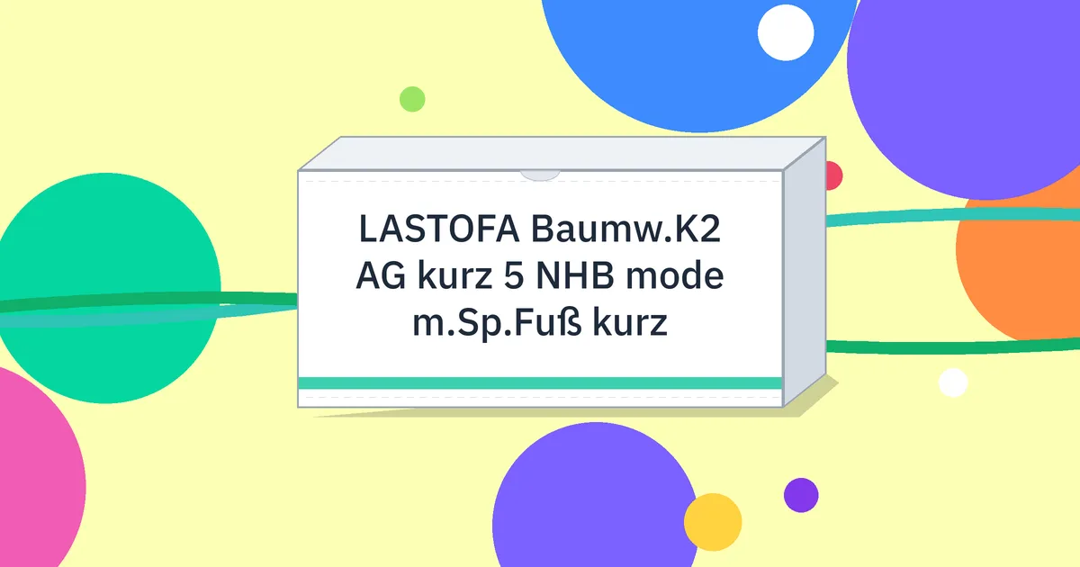 Symbolbild: Packung mit der Aufschrift LASTOFA Baumw.K2 AG kurz 5 NHB mode m.Sp.Fuß kurz (PZN 01948178) – Verfügbarkeit und Bezug in Apotheken in Frankfurt am Main
