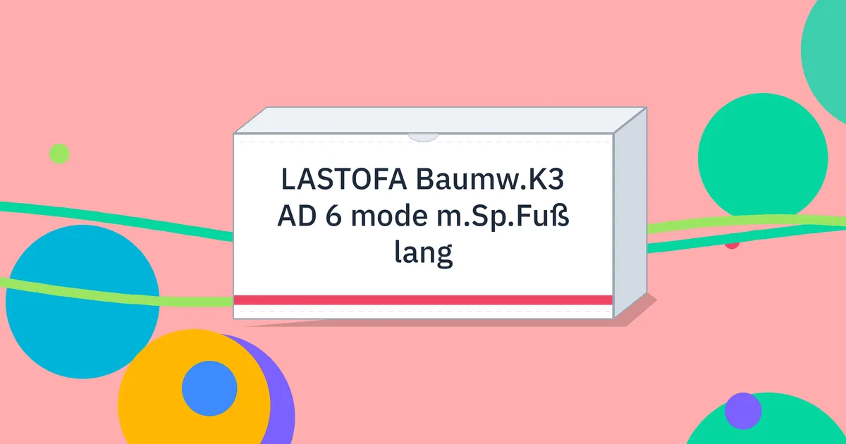 Symbolbild: Packung mit der Aufschrift LASTOFA Baumw.K3 AD 6 mode m.Sp.Fuß lang (PZN 01952398) – Verfügbarkeit und Bezug in Apotheken in Frankfurt am Main