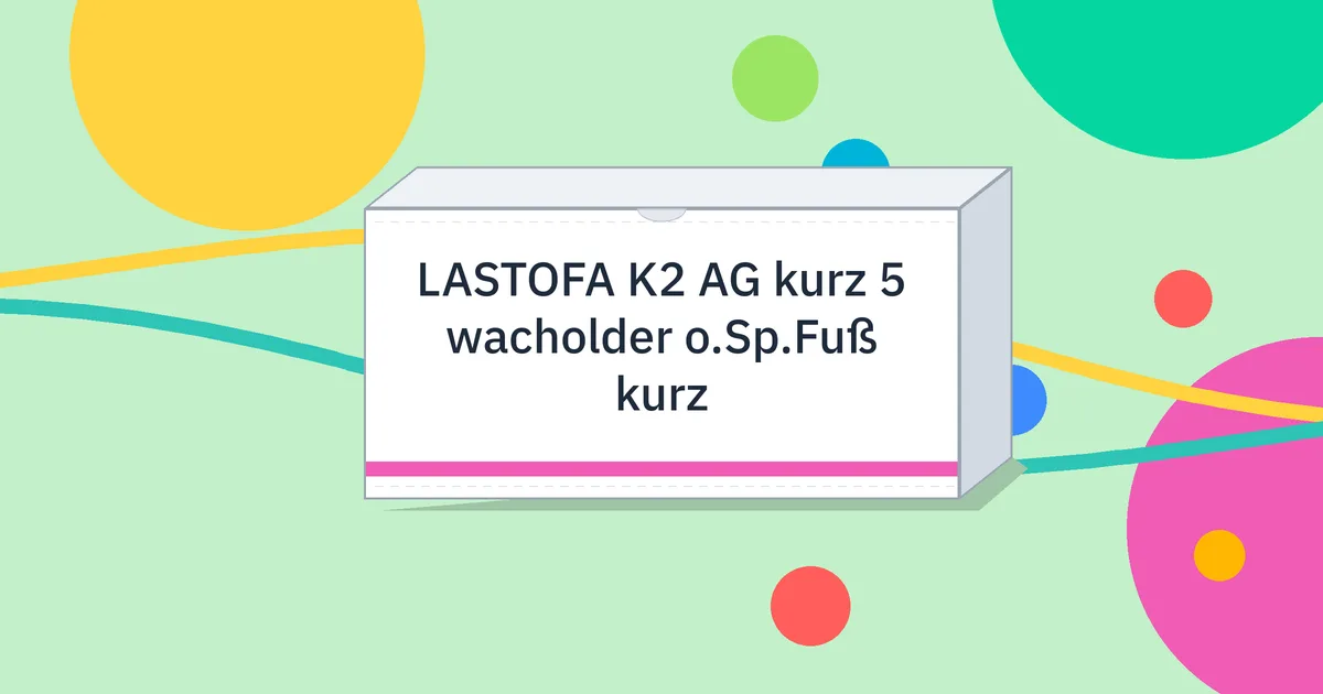 Symbolbild: Packung mit der Aufschrift LASTOFA K2 AG kurz 5 wacholder o.Sp.Fuß kurz (PZN 13806584) – Verfügbarkeit und Bezug in Apotheken in Frankfurt am Main