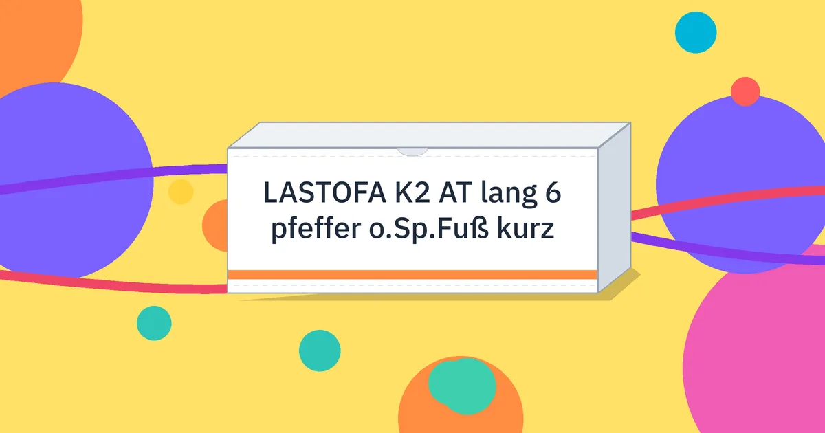 Symbolbild: Packung mit der Aufschrift LASTOFA K2 AT lang 6 pfeffer o.Sp.Fuß kurz (PZN 13810284) – Verfügbarkeit und Bezug in Apotheken in Frankfurt am Main