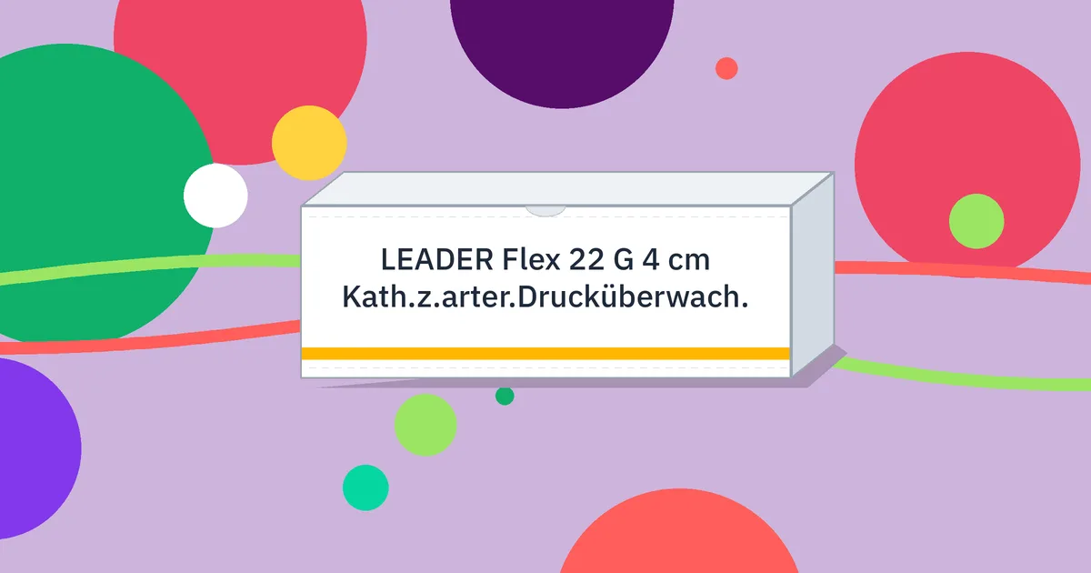 Symbolbild: Packung mit der Aufschrift LEADER Flex 22 G 4 cm Kath.z.arter.Drucküberwach. (PZN 00966033) – Verfügbarkeit und Bezug in Apotheken in Frankfurt am Main