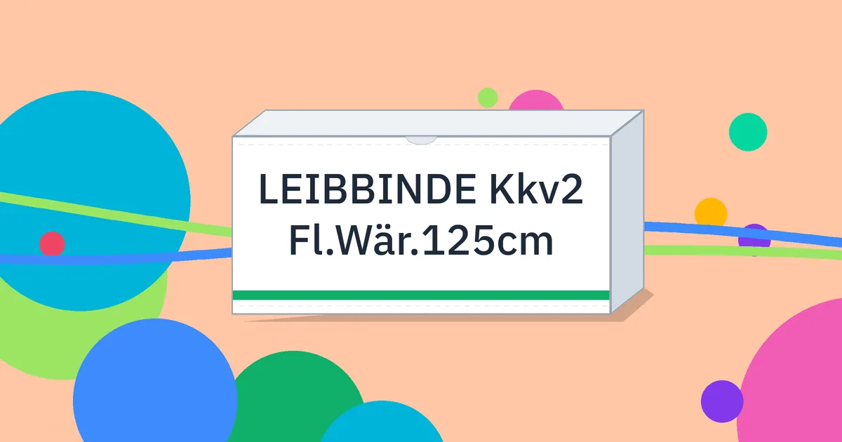 Symbolbild: Packung mit der Aufschrift LEIBBINDE Kkv2 Fl.Wär.125cm (PZN 01731846) – Verfügbarkeit und Bezug in Apotheken in Frankfurt am Main