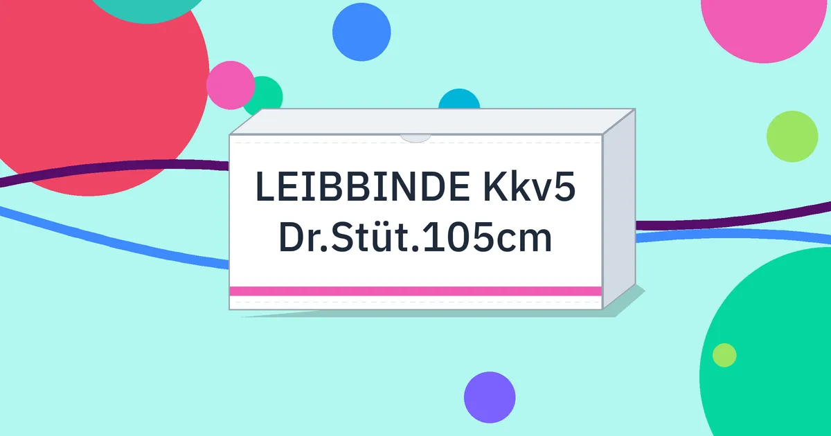 Symbolbild: Packung mit der Aufschrift LEIBBINDE Kkv5 Dr.Stüt.105cm (PZN 01732194) – Verfügbarkeit und Bezug in Apotheken in Frankfurt am Main