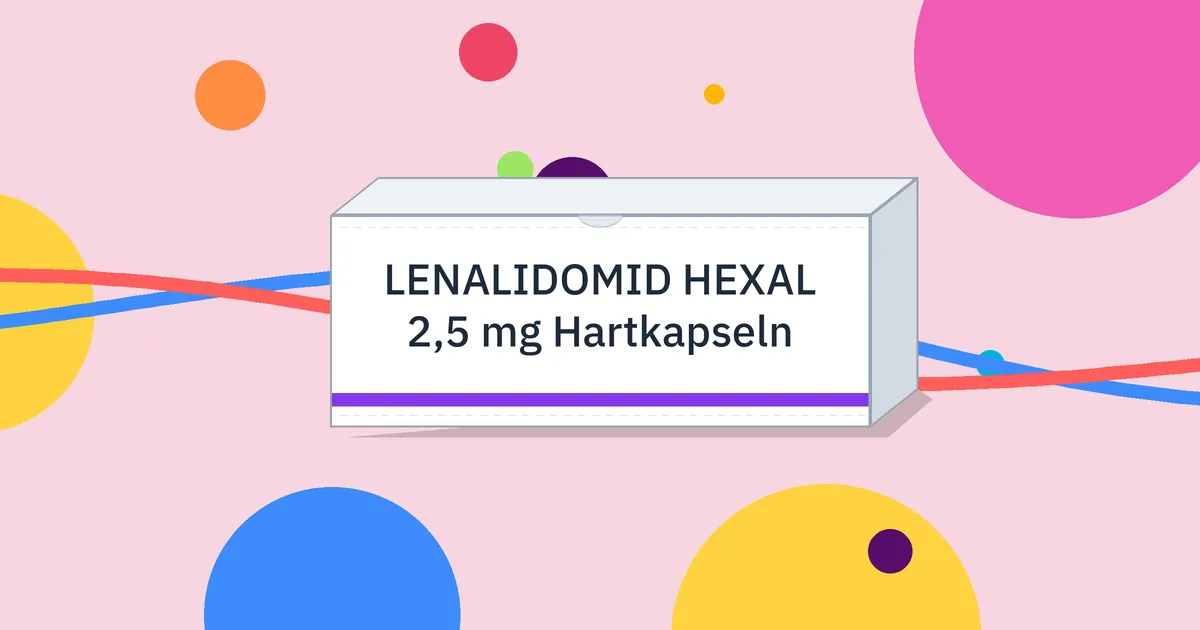 Symbolbild: Packung mit der Aufschrift LENALIDOMID HEXAL 2,5 mg Hartkapseln (PZN 17481630) – Verfügbarkeit und Bezug in Apotheken in Frankfurt am Main