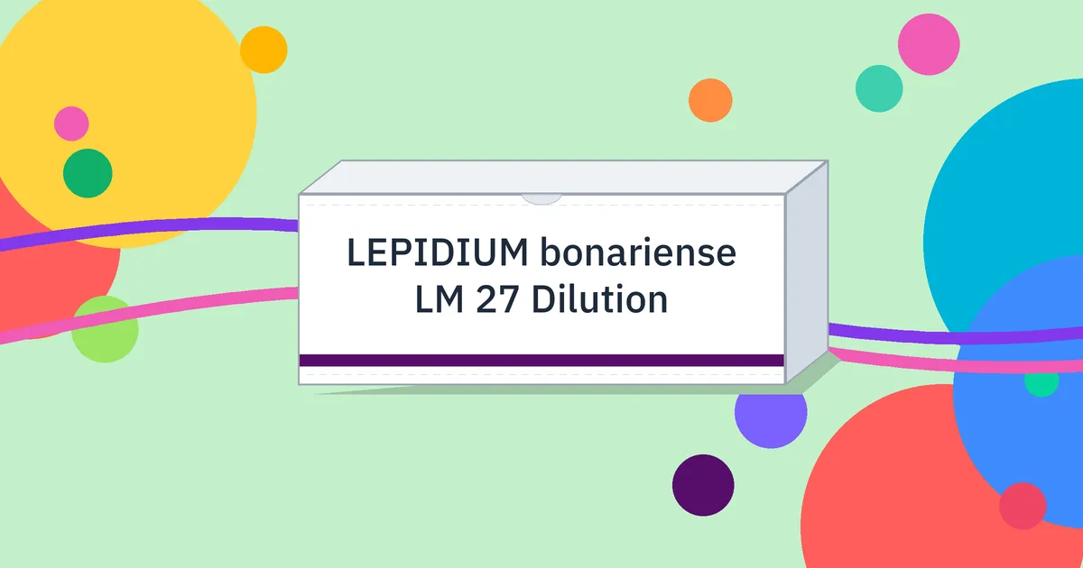 Symbolbild: Packung mit der Aufschrift LEPIDIUM bonariense LM 27 Dilution (PZN 13526531) – Verfügbarkeit und Bezug in Apotheken in Frankfurt am Main