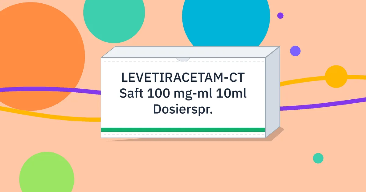 Symbolbild: Packung mit der Aufschrift LEVETIRACETAM-CT Saft 100 mg-ml 10ml Dosierspr. (PZN 08840053) – Verfügbarkeit und Bezug in Apotheken in Frankfurt am Main