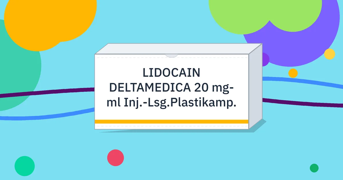 Symbolbild: Packung mit der Aufschrift LIDOCAIN DELTAMEDICA 20 mg-ml Inj.-Lsg.Plastikamp. (PZN 16587450) – Verfügbarkeit und Bezug in Apotheken in Frankfurt am Main