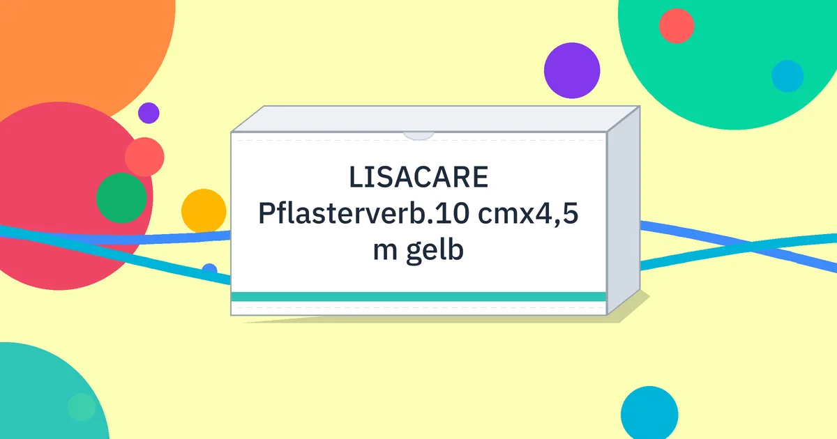 Symbolbild: Packung mit der Aufschrift LISACARE Pflasterverb.10 cmx4,5 m gelb (PZN 17893048) – Verfügbarkeit und Bezug in Apotheken in Frankfurt am Main