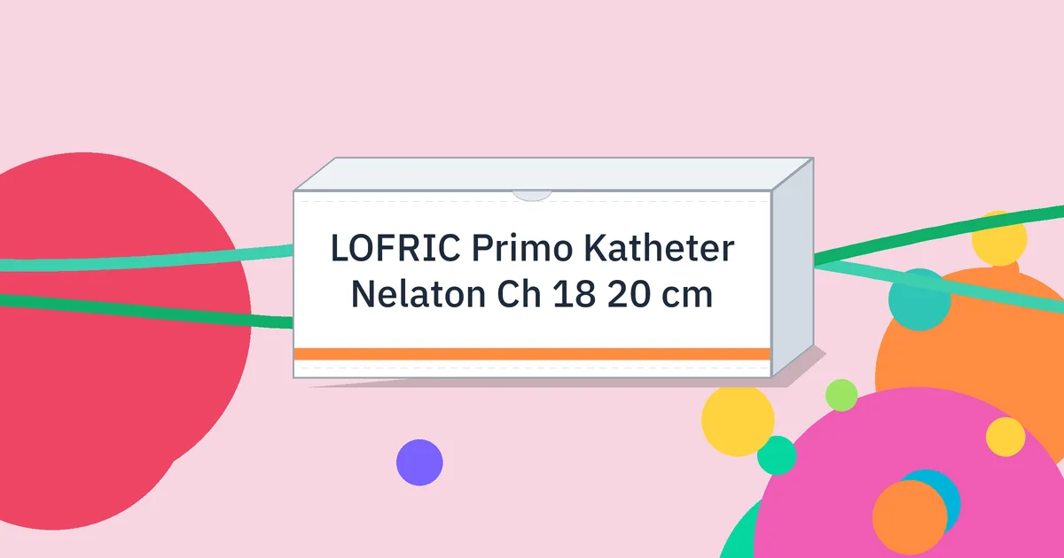 Symbolbild: Packung mit der Aufschrift LOFRIC Primo Katheter Nelaton Ch 18 20 cm (PZN 16672227) – Verfügbarkeit und Bezug in Apotheken in Frankfurt am Main