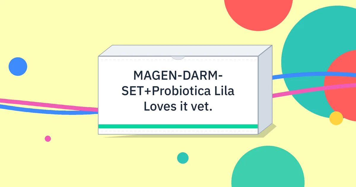 Symbolbild: Packung mit der Aufschrift MAGEN-DARM-SET+Probiotica Lila Loves it vet. (PZN 14330540) – Verfügbarkeit und Bezug in Apotheken in Frankfurt am Main