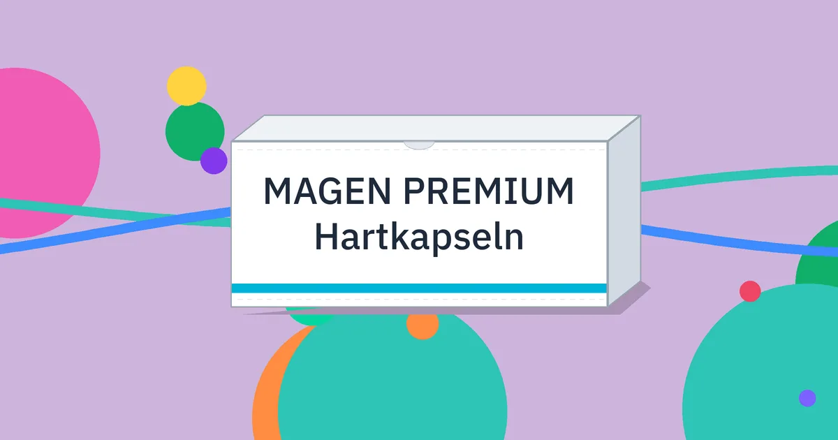 Symbolbild: Packung mit der Aufschrift MAGEN PREMIUM Hartkapseln (PZN 18129817) – Verfügbarkeit und Bezug in Apotheken in Frankfurt am Main