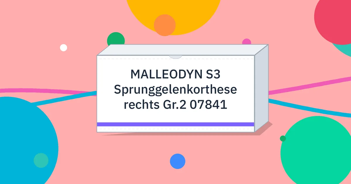 Symbolbild: Packung mit der Aufschrift MALLEODYN S3 Sprunggelenkorthese rechts Gr.2 07841 (PZN 15781606) – Verfügbarkeit und Bezug in Apotheken in Frankfurt am Main