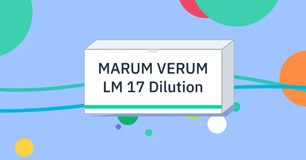 Symbolbild: Packung mit der Aufschrift MARUM VERUM LM 17 Dilution (PZN 12946544) – Verfügbarkeit und Bezug in Apotheken in Frankfurt am Main