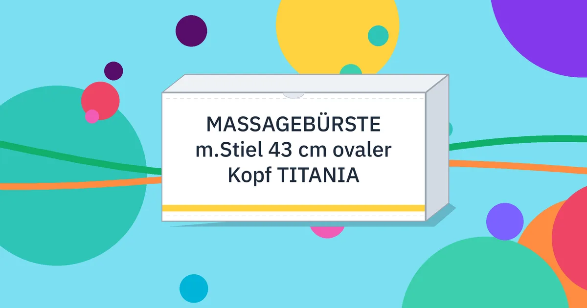 Symbolbild: Packung mit der Aufschrift MASSAGEBÜRSTE m.Stiel 43 cm ovaler Kopf TITANIA (PZN 01918875) – Verfügbarkeit und Bezug in Apotheken in Frankfurt am Main