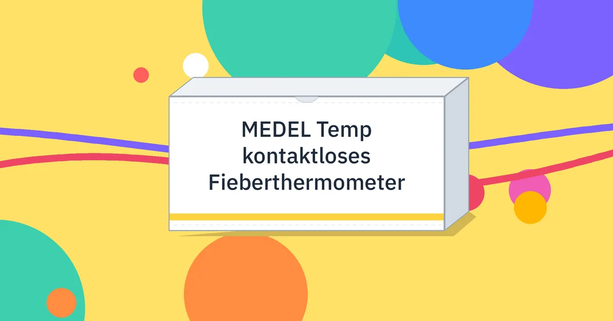 Symbolbild: Packung mit der Aufschrift MEDEL Temp kontaktloses Fieberthermometer (PZN 16897498) – Verfügbarkeit und Bezug in Apotheken in Frankfurt am Main