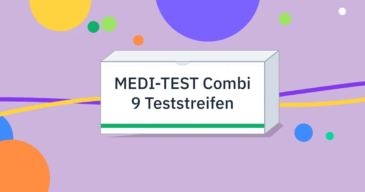 Symbolbild: Packung mit der Aufschrift MEDI-TEST Combi 9 Teststreifen (PZN 06181600) – Verfügbarkeit und Bezug in Apotheken in Frankfurt am Main