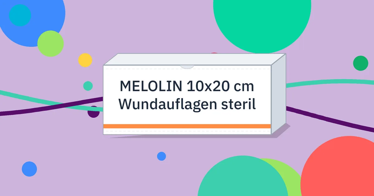 Symbolbild: Packung mit der Aufschrift MELOLIN 10x20 cm Wundauflagen steril (PZN 02782366) – Verfügbarkeit und Bezug in Apotheken in Frankfurt am Main