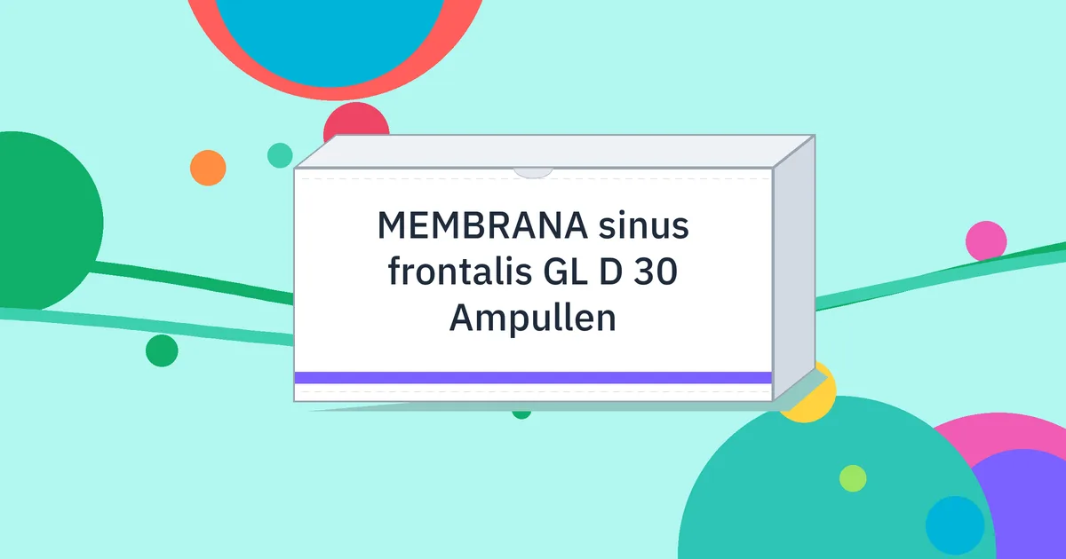 Symbolbild: Packung mit der Aufschrift MEMBRANA sinus frontalis GL D 30 Ampullen (PZN 02831308) – Verfügbarkeit und Bezug in Apotheken in Frankfurt am Main