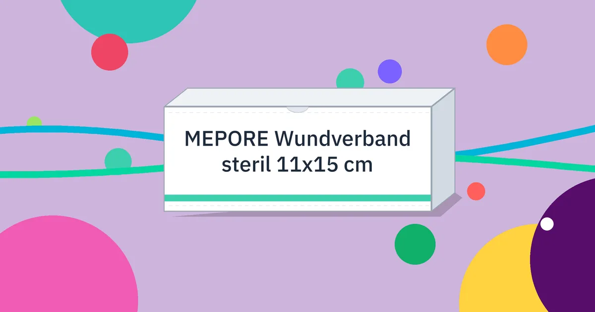 Symbolbild: Packung mit der Aufschrift MEPORE Wundverband steril 11x15 cm (PZN 12659158) – Verfügbarkeit und Bezug in Apotheken in Frankfurt am Main