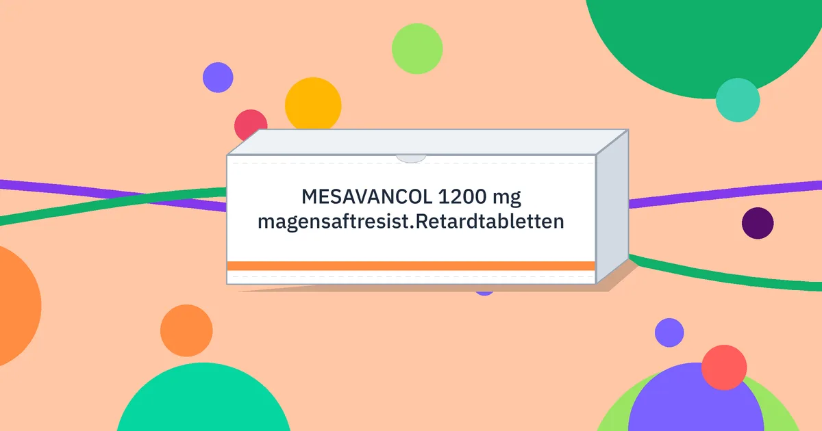 Symbolbild: Packung mit der Aufschrift MESAVANCOL 1200 mg magensaftresist.Retardtabletten (PZN 19976040) – Verfügbarkeit und Bezug in Apotheken in Frankfurt am Main