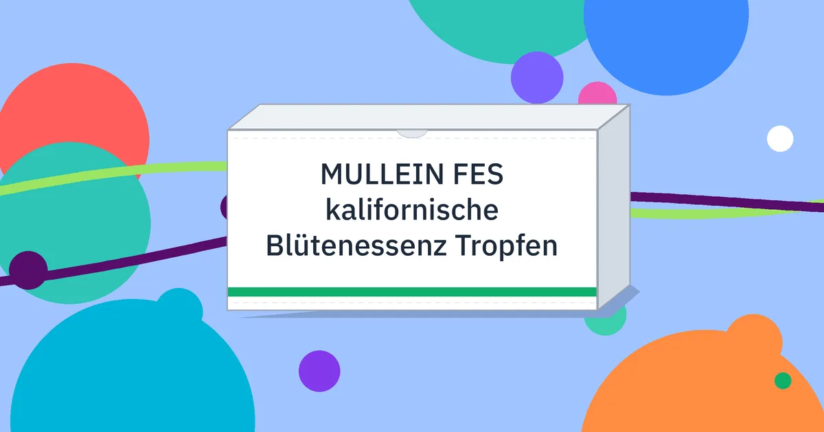 Symbolbild: Packung mit der Aufschrift MULLEIN FES kalifornische Blütenessenz Tropfen (PZN 09173647) – Verfügbarkeit und Bezug in Apotheken in Frankfurt am Main