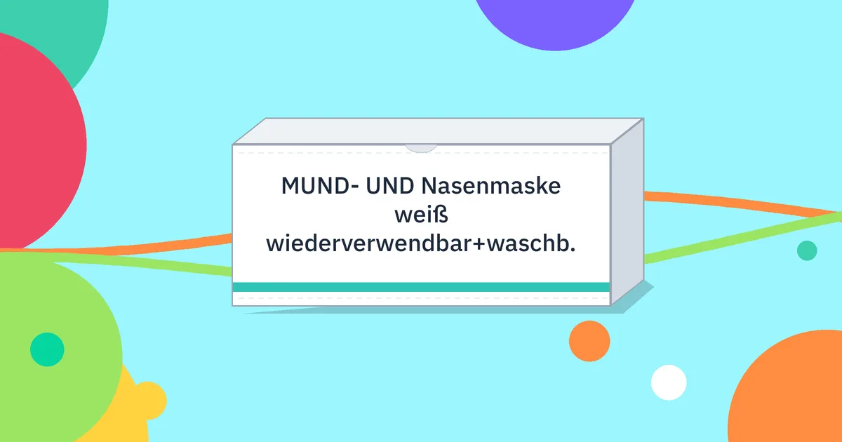 Symbolbild: Packung mit der Aufschrift MUND- UND Nasenmaske weiß wiederverwendbar+waschb. (PZN 16700047) – Verfügbarkeit und Bezug in Apotheken in Frankfurt am Main