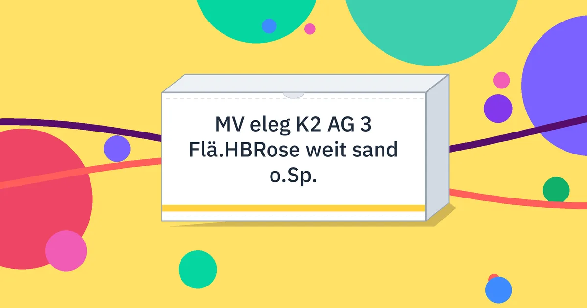 Symbolbild: Packung mit der Aufschrift MV eleg K2 AG 3 Flä.HBRose weit sand o.Sp. (PZN 18929618) – Verfügbarkeit und Bezug in Apotheken in Frankfurt am Main