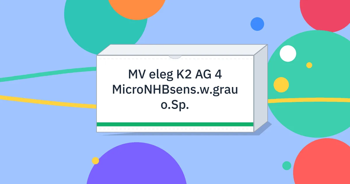Symbolbild: Packung mit der Aufschrift MV eleg K2 AG 4 MicroNHBsens.w.grau o.Sp. (PZN 18930685) – Verfügbarkeit und Bezug in Apotheken in Frankfurt am Main